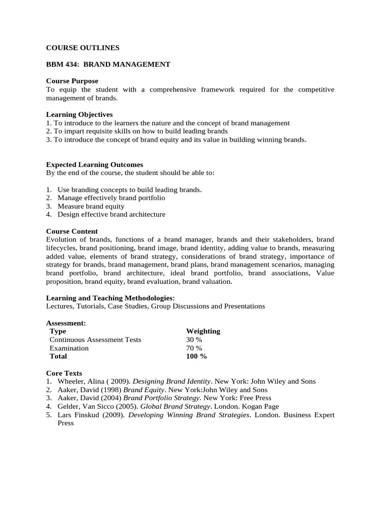 BBM 434 Course Outline | PDF