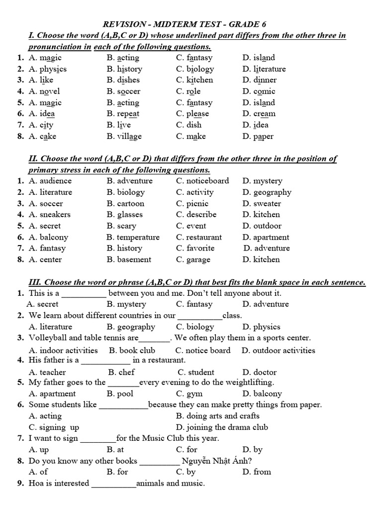 ĐỀ CƯƠNG ÔN GHK1-LỚP 6-2024-2025 | PDF