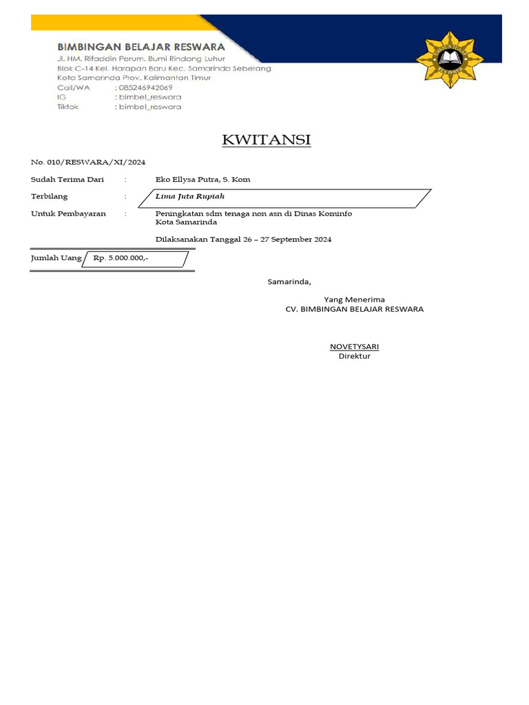 Kwitansi Bimtek | PDF