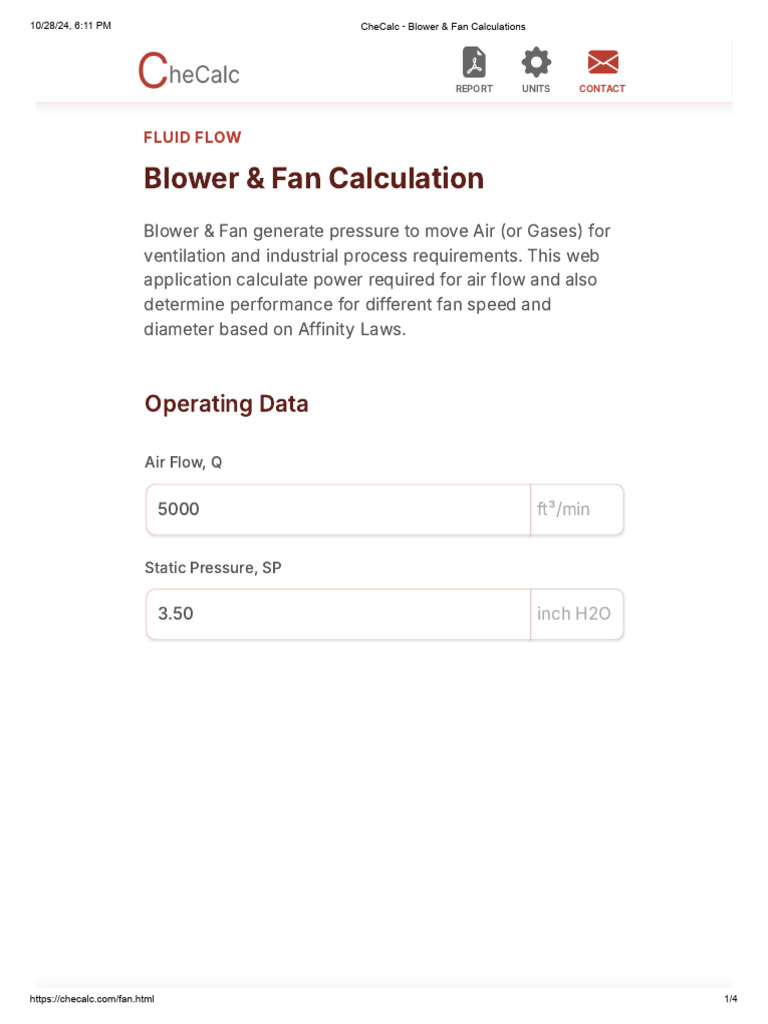 CheCalc Blower & Fan Calculations | PDF | Engineering Thermodynamics ...