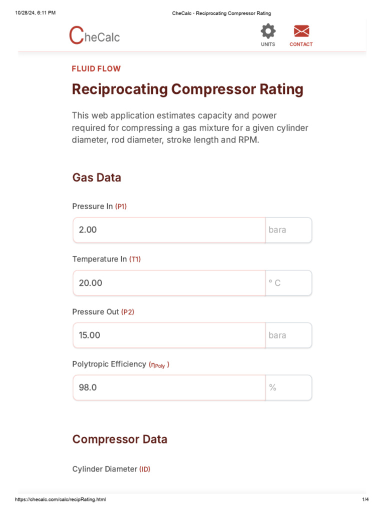 CheCalc ‐ Reciprocating Compressor Rating | PDF | Applied And ...