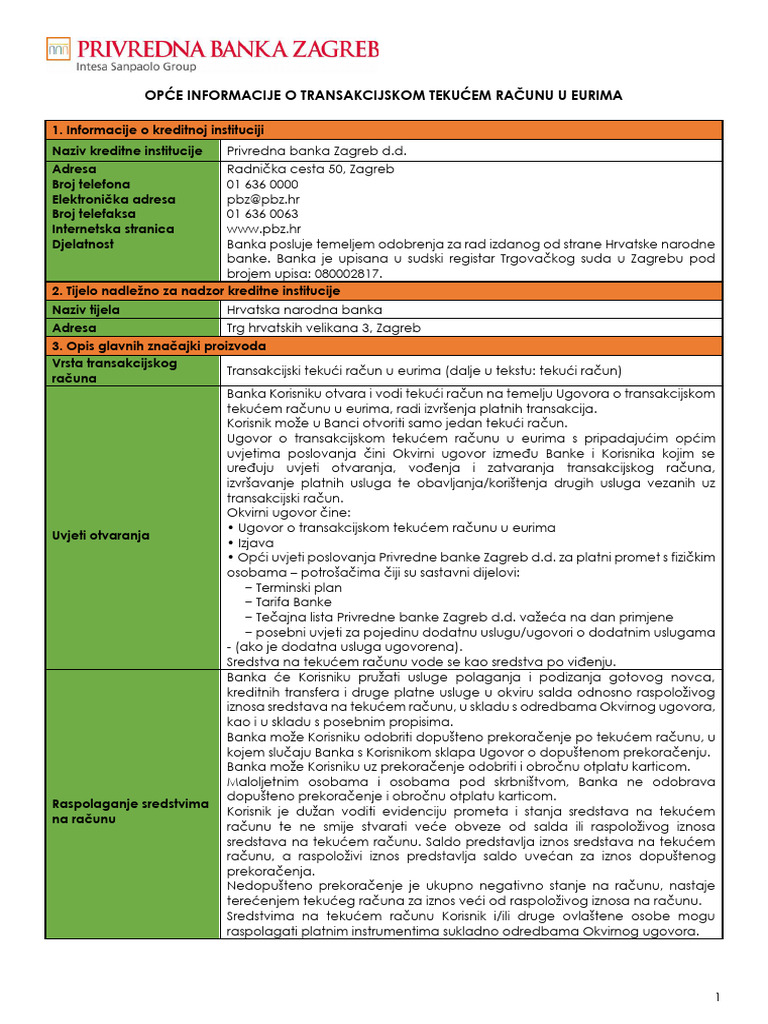 OI Tekuci Racun U Eurima - 01072024 | PDF