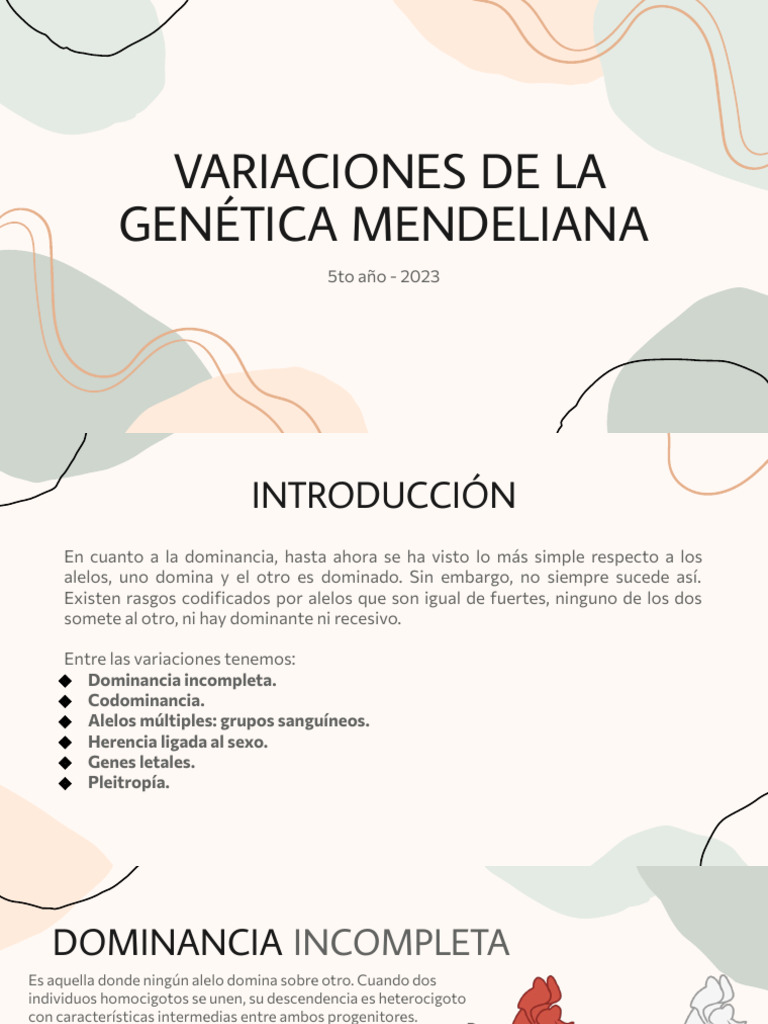 Variaciones de La Genetica Mendeliana - 5to Año - 2023-1 | PDF ...