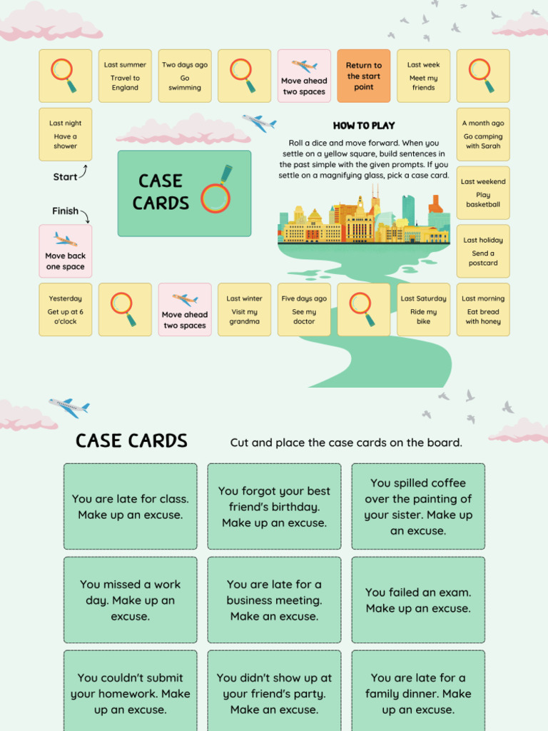 Colourful Fun Simple Past Tense English Grammar English Board Game | PDF