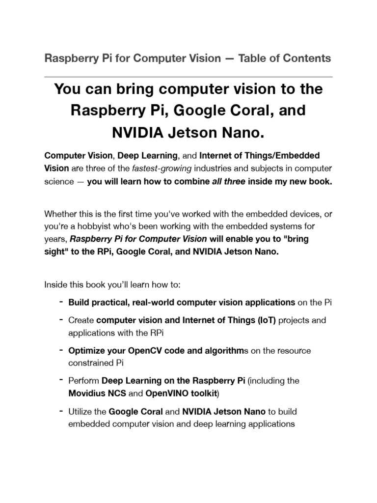 Rpi4cv Toc | PDF | Computer Science | Computing