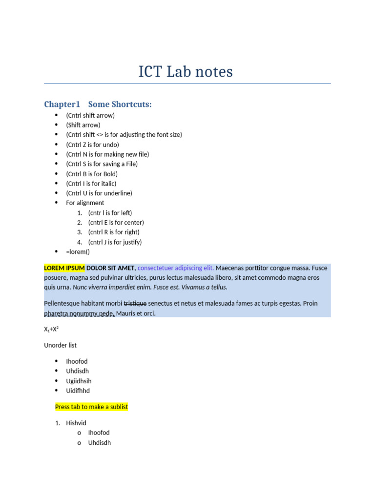 ICT Lab Notes | PDF