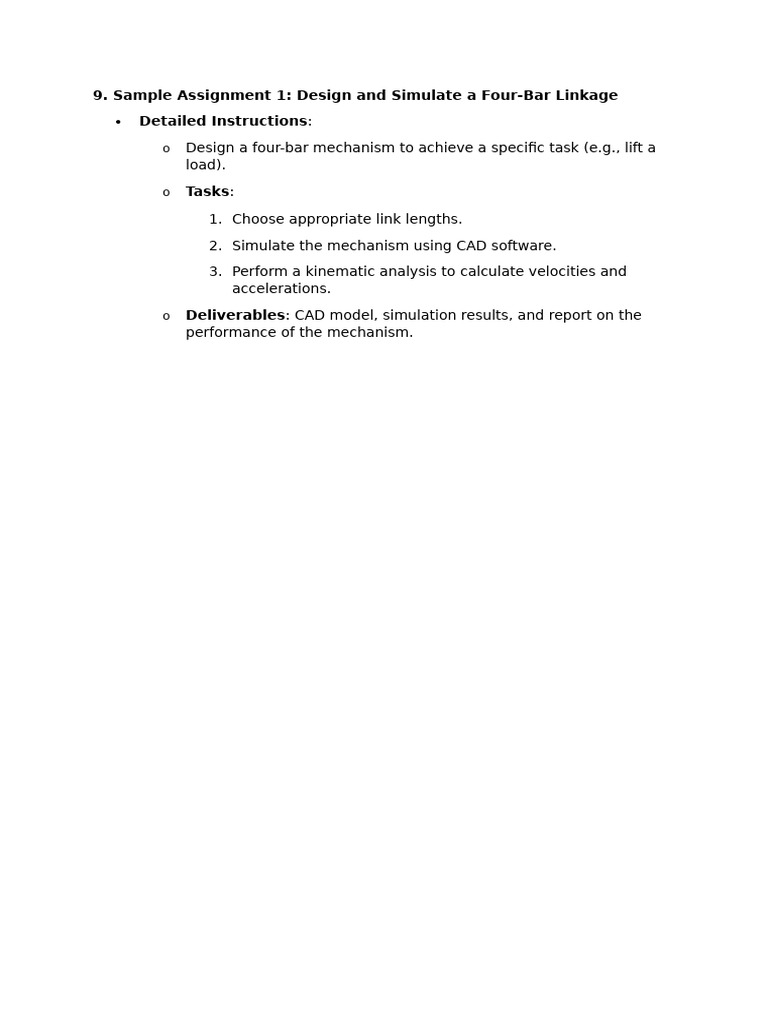 Sample Assignment 1 Design and Simulate A Four-Bar Linkage | PDF