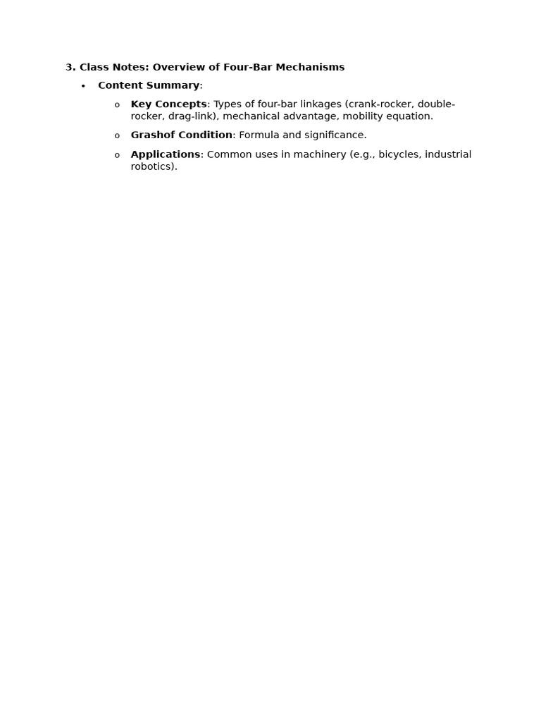 Overview of Four-Bar Mechanisms | PDF