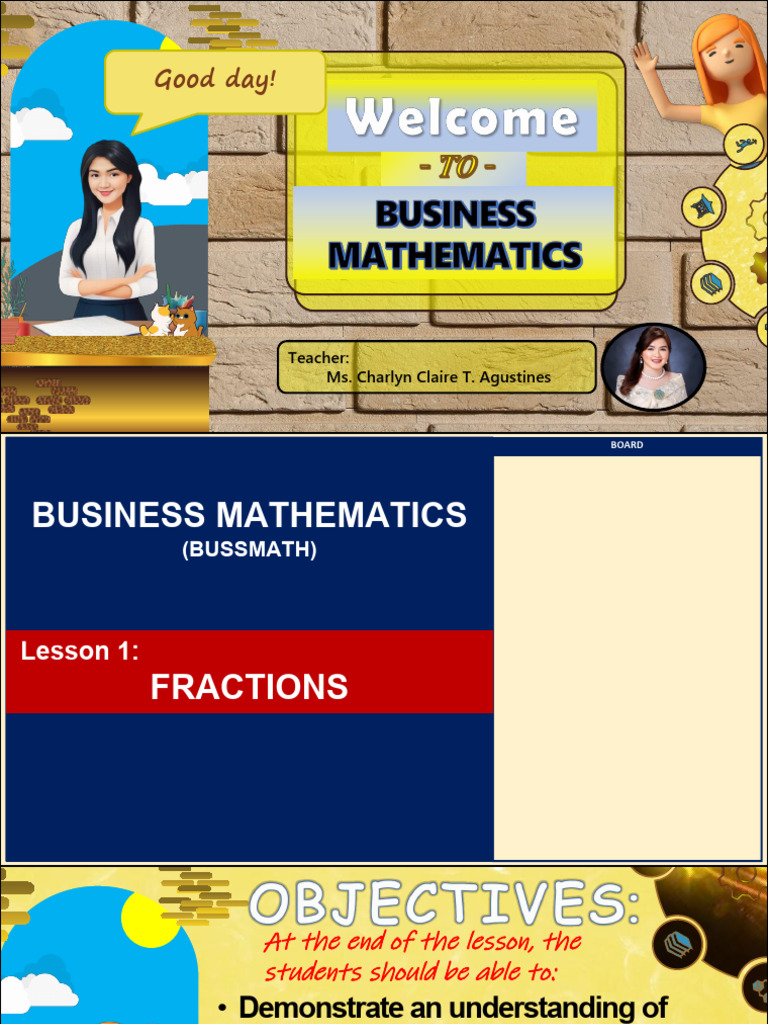 q1 Bus Math Lesson 1 Fractions | PDF | Elementary Mathematics | Mathematical Objects