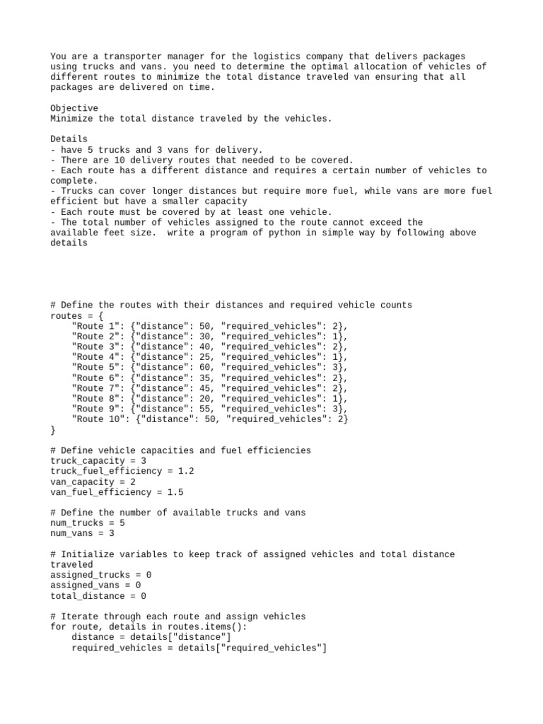 You Are A Transporter Manager For T | PDF | Van | Vehicles