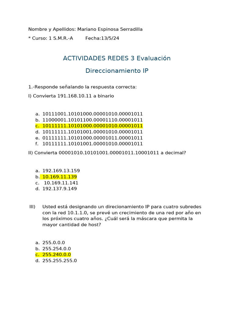 ejercicios subneting | PDF | Dirección IP | Red de arquitectura