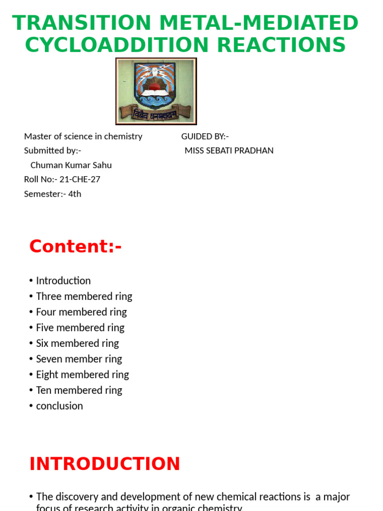 Transition Metal Cycloaddition Reactions | PDF | Chemical Reactions ...