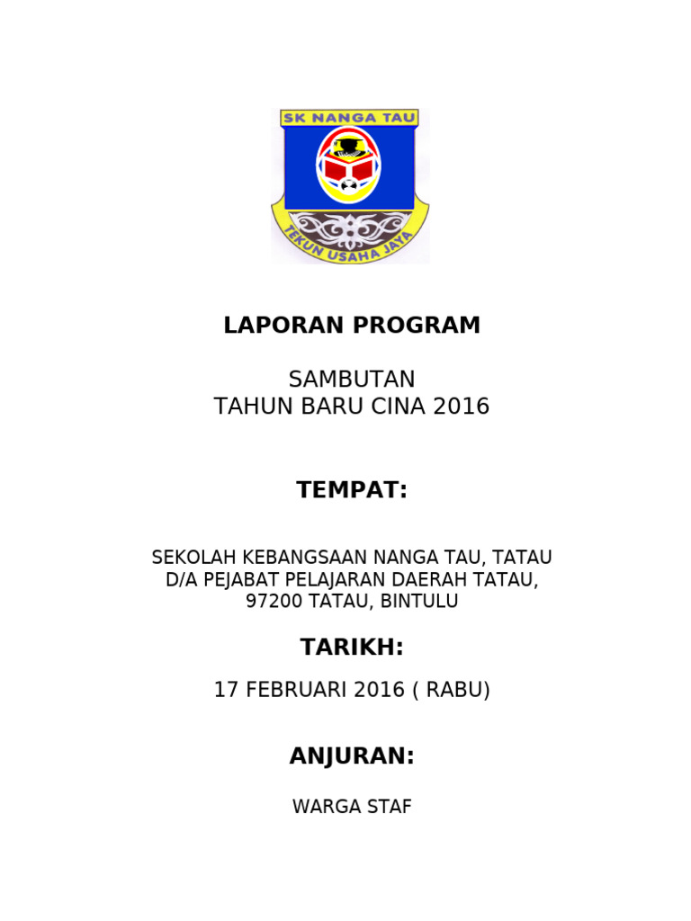 Contoh Laporan Cny 2016 | PDF | Karier & Perkembangan | Kesehatan Holistik