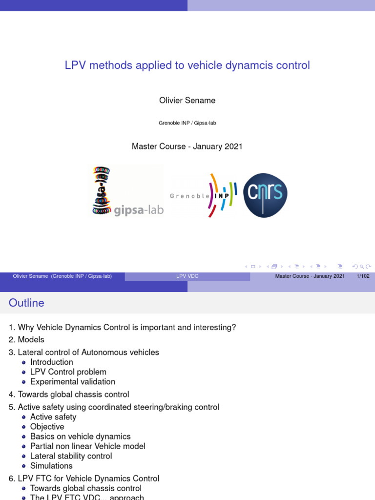 LPV Control for Vehicle Dynamics | PDF | Anti Lock Braking System ...