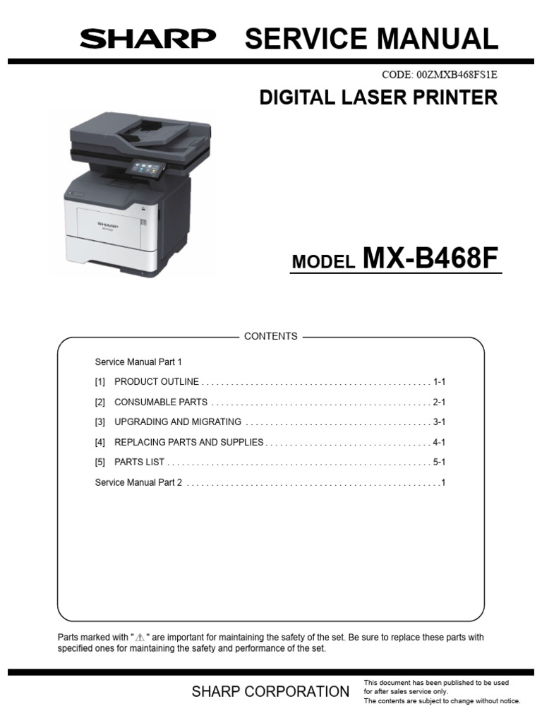 Sharp MX-B468F Service Manual | PDF | Printer (Computing) | Menu ...