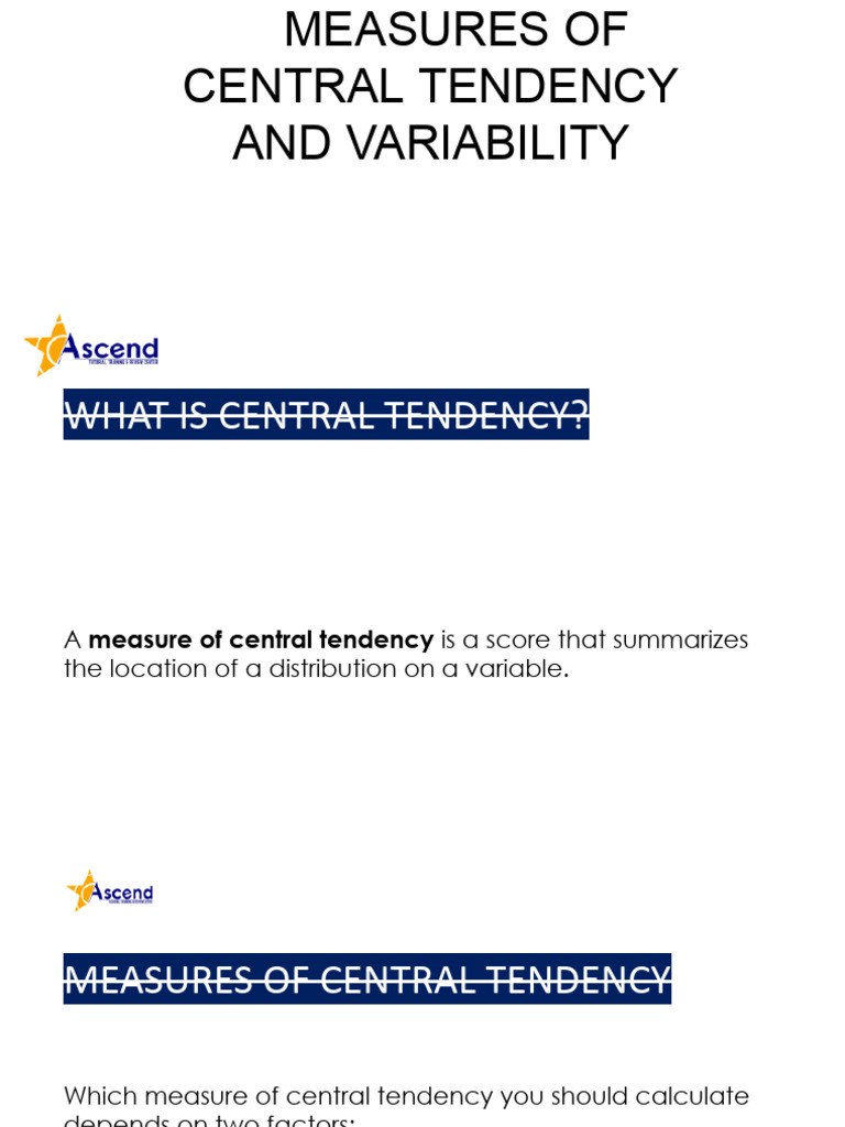 Measures of Central Tendency and Variability | PDF | Mode (Statistics) | Mean