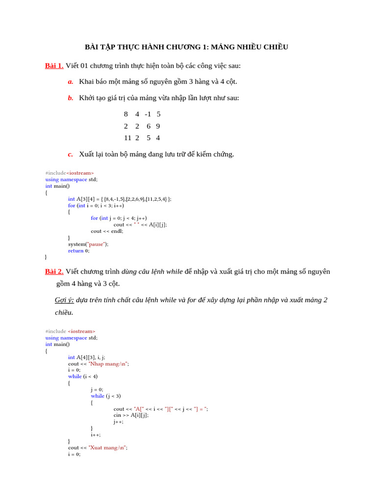 Bài Tập Thực Hành Ktlt | PDF