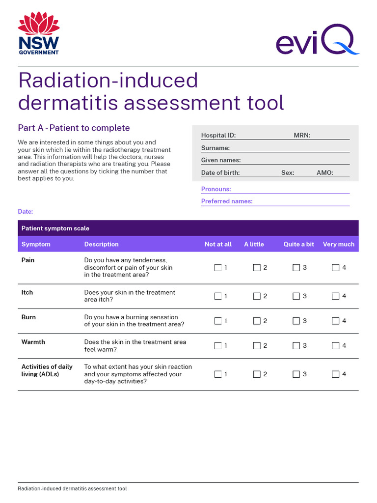 Radiation Dermatitis Assessment Tool | PDF | Necrosis | Epithelium