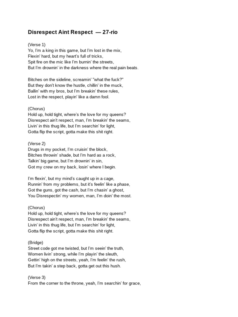 Disrespect Aint Respect - 27-Rio | PDF