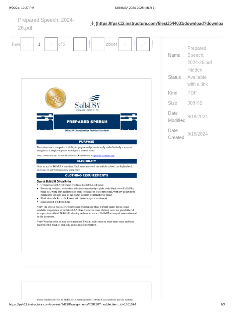 SkillsUSA 2024-2025 (MLR 1) | PDF