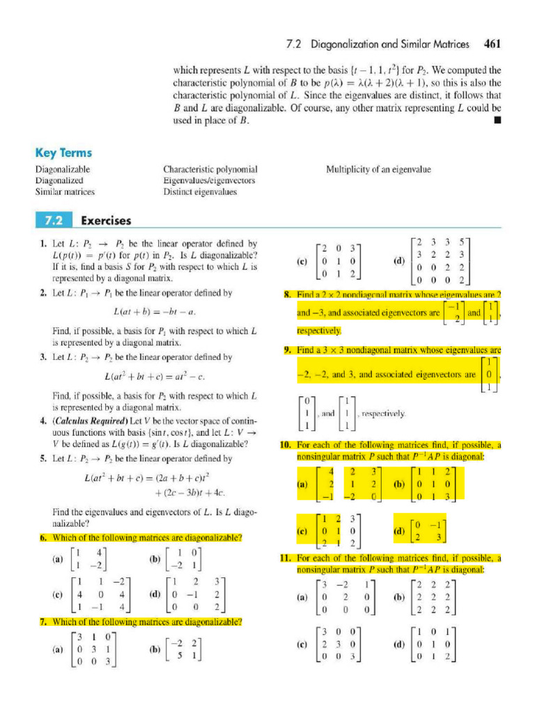 Suggested Problems 2 Page 461 | PDF | Eigenvalues And Eigenvectors | Matrix (Mathematics)