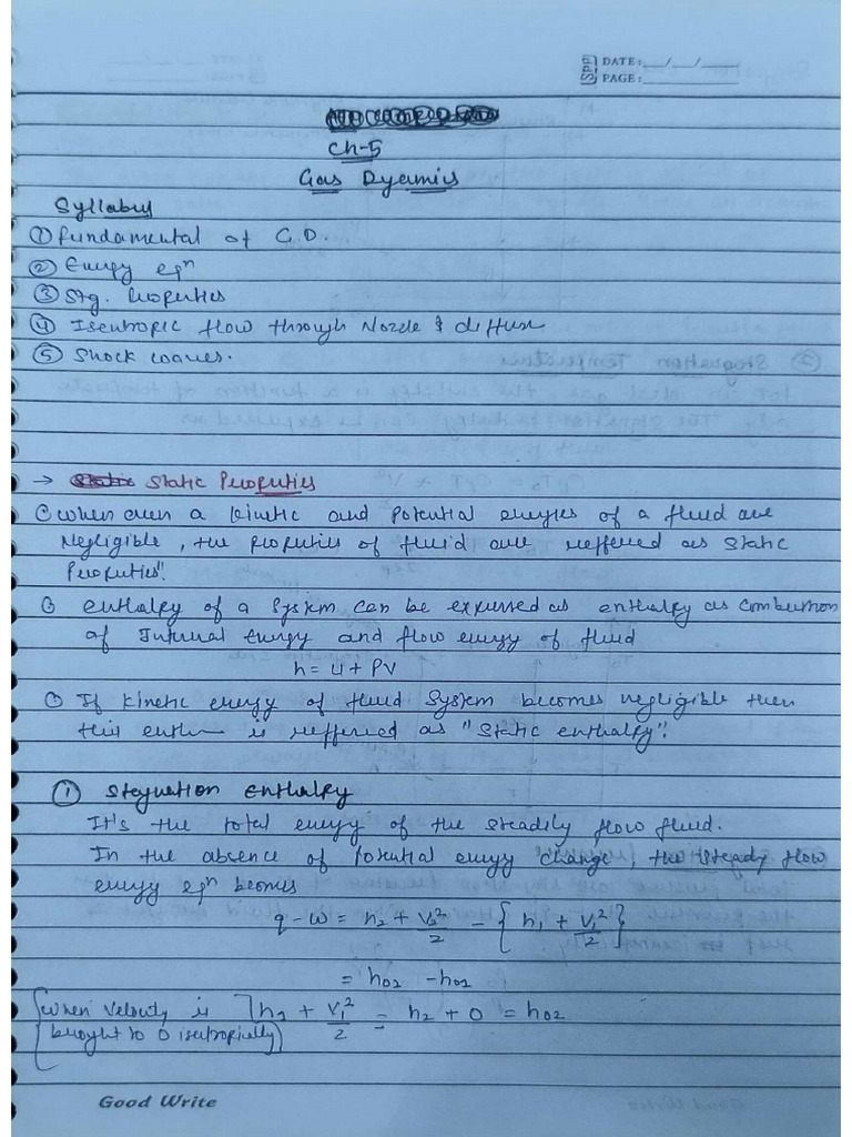 Chp-5 (Notes & Numerical) (Gas Dynamics) | PDF