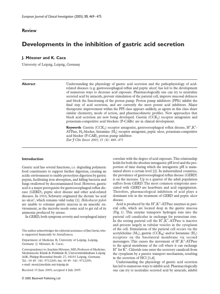 Advances in Gastric Acid Inhibition | PDF | Gastroesophageal Reflux ...