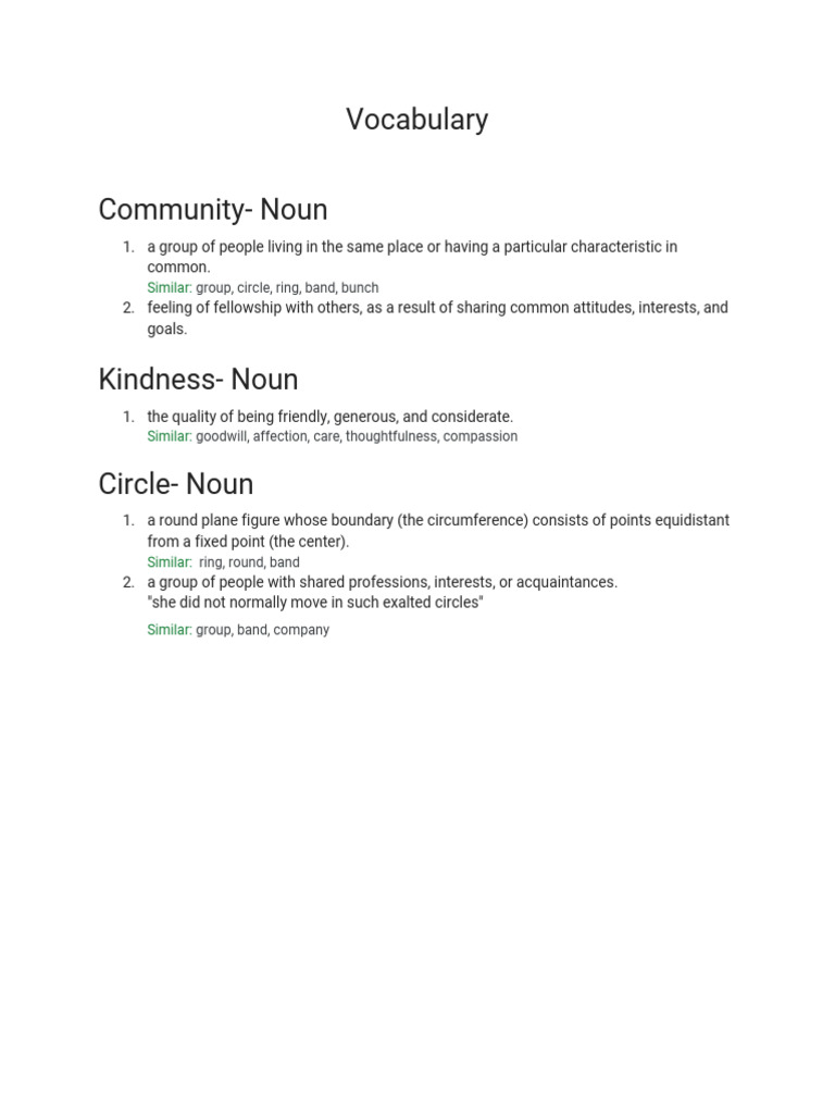 Vocabulary Community Circles | PDF | Social Science