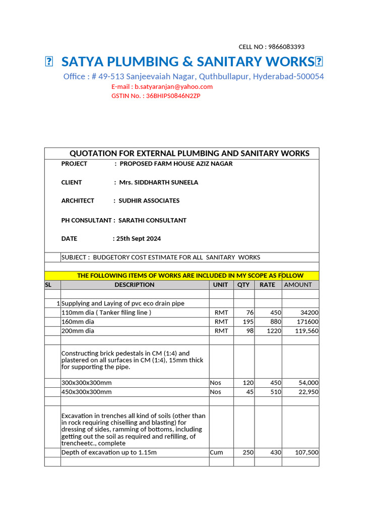 Plumbing Layout Quotation-1 | PDF | Drainage | Building Materials