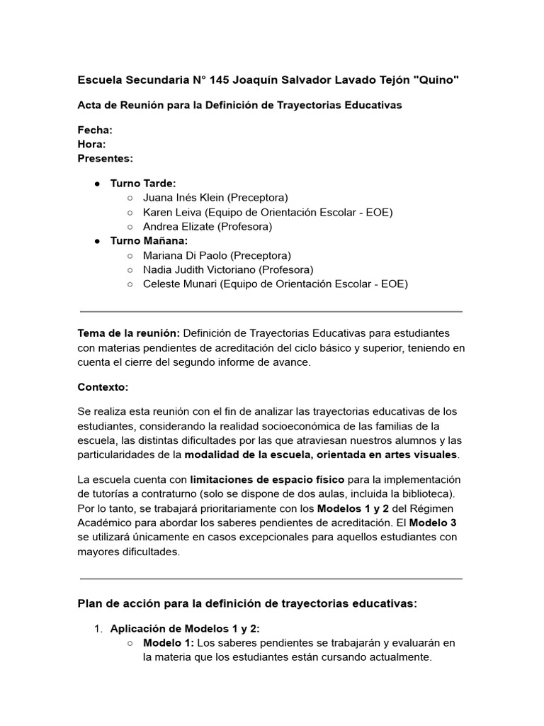 EDTE - Acta1 | PDF | Enseñando