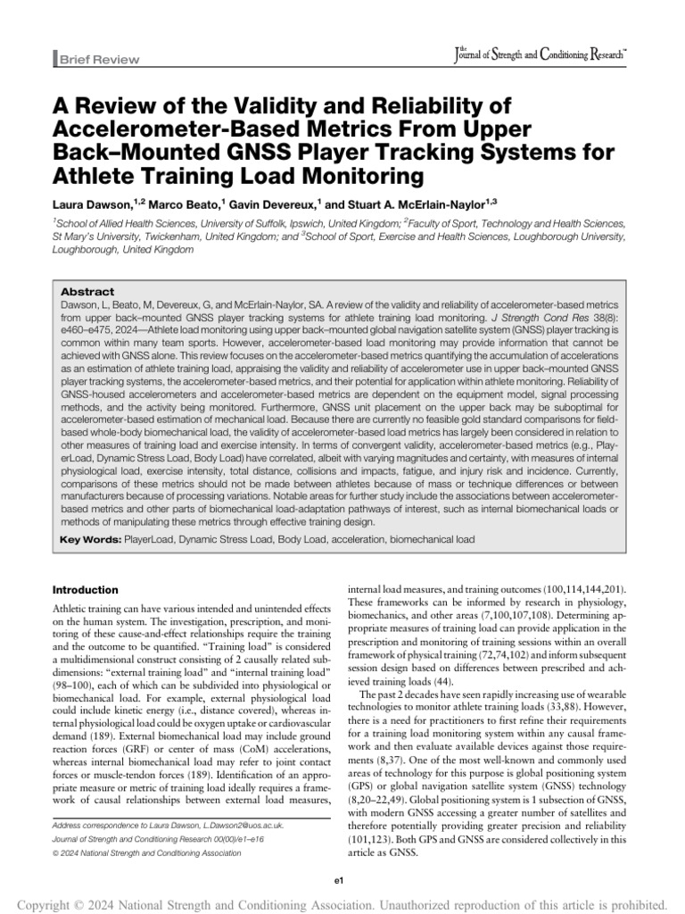 A Review of The Validity and Reliability of Accelerometer-Based Metrics From Upper Back-Mounted ...