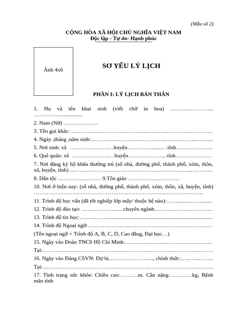 Mau So 2- So Yeu Ly Lich | PDF