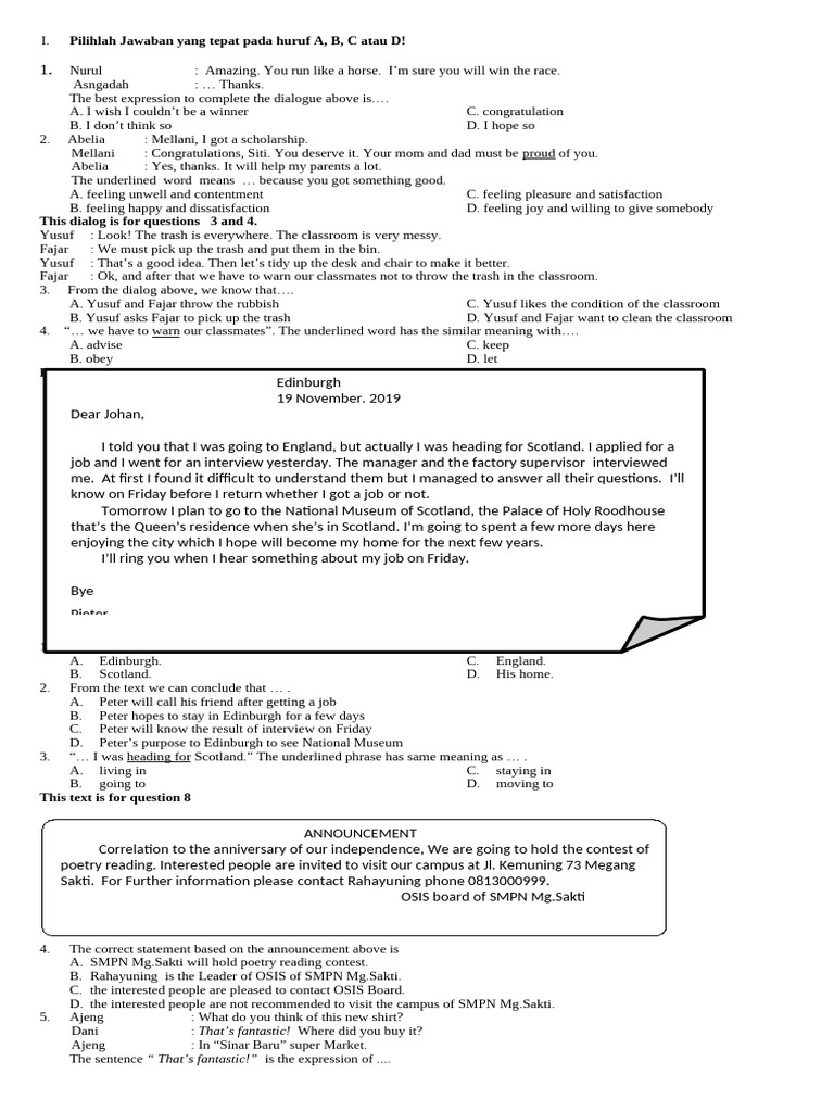 Latihan Pas KLS 9 Ganjil | PDF | Honey Bee | Spoon