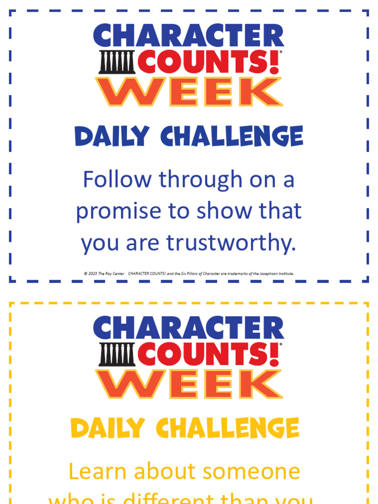 Character Counts Week Challenges | PDF | Home & Garden