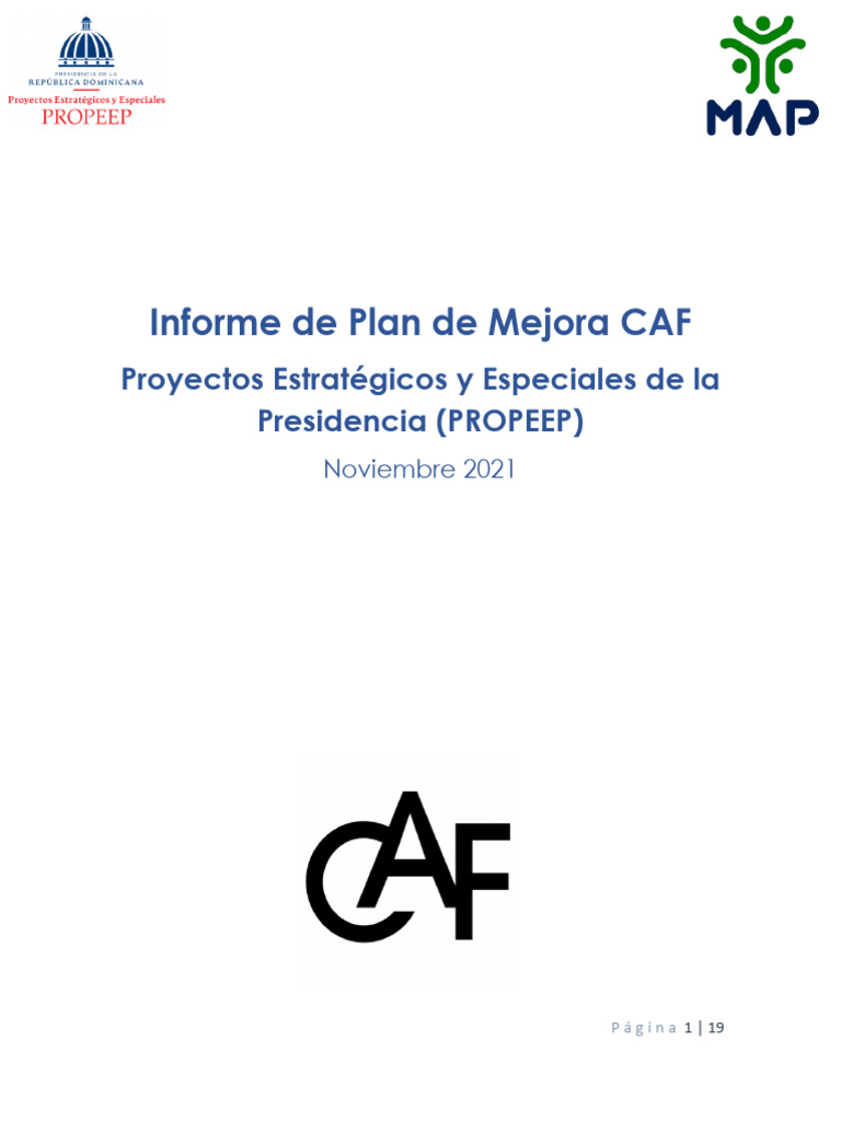PLAN de MEJORA Informe Plan Mejora CAF 2021 Actualizado | PDF | Economias