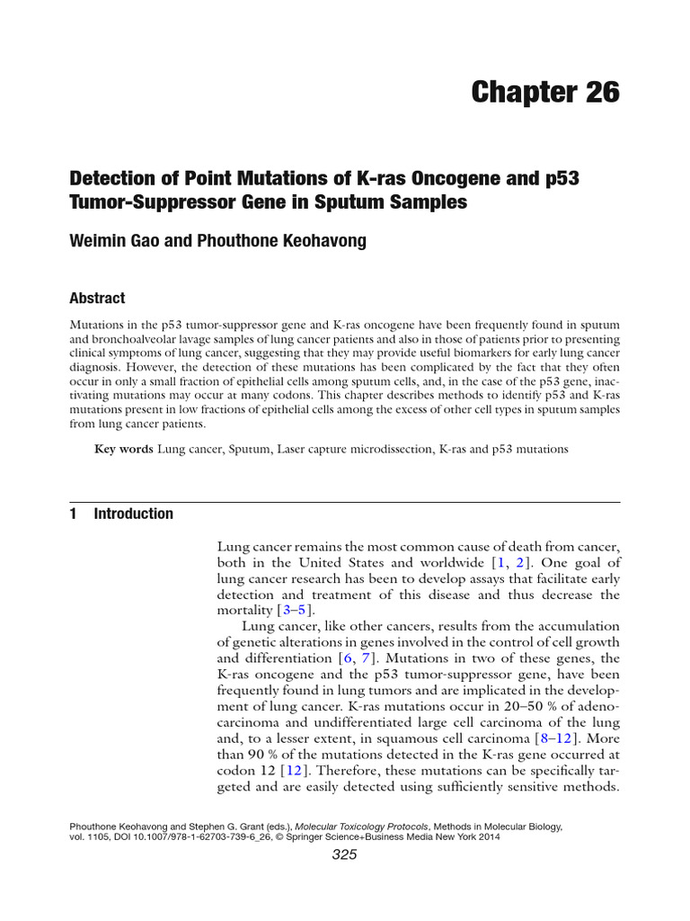 Detection Of Point Mutations Of K Ras Oncogene And P53 In Sputum Samples Pdf Polymerase
