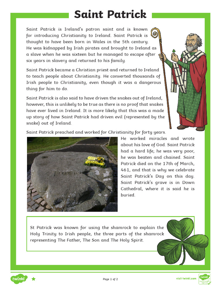 Roi2 e 74 ST Patricks Day Differentiated Reading Comprehension Activity - Ver - 3 | PDF | Saint ...