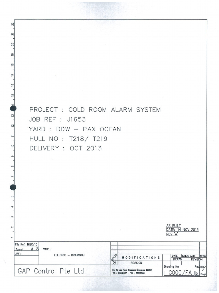 GAP Control Pte LTD - Cold Room Alarm System | PDF