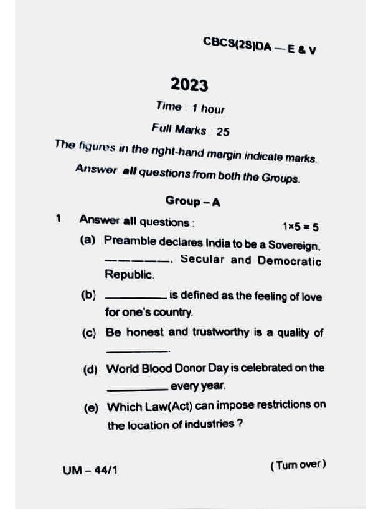 Ug 2ND Sem (Ethics and Values) 2023 | PDF