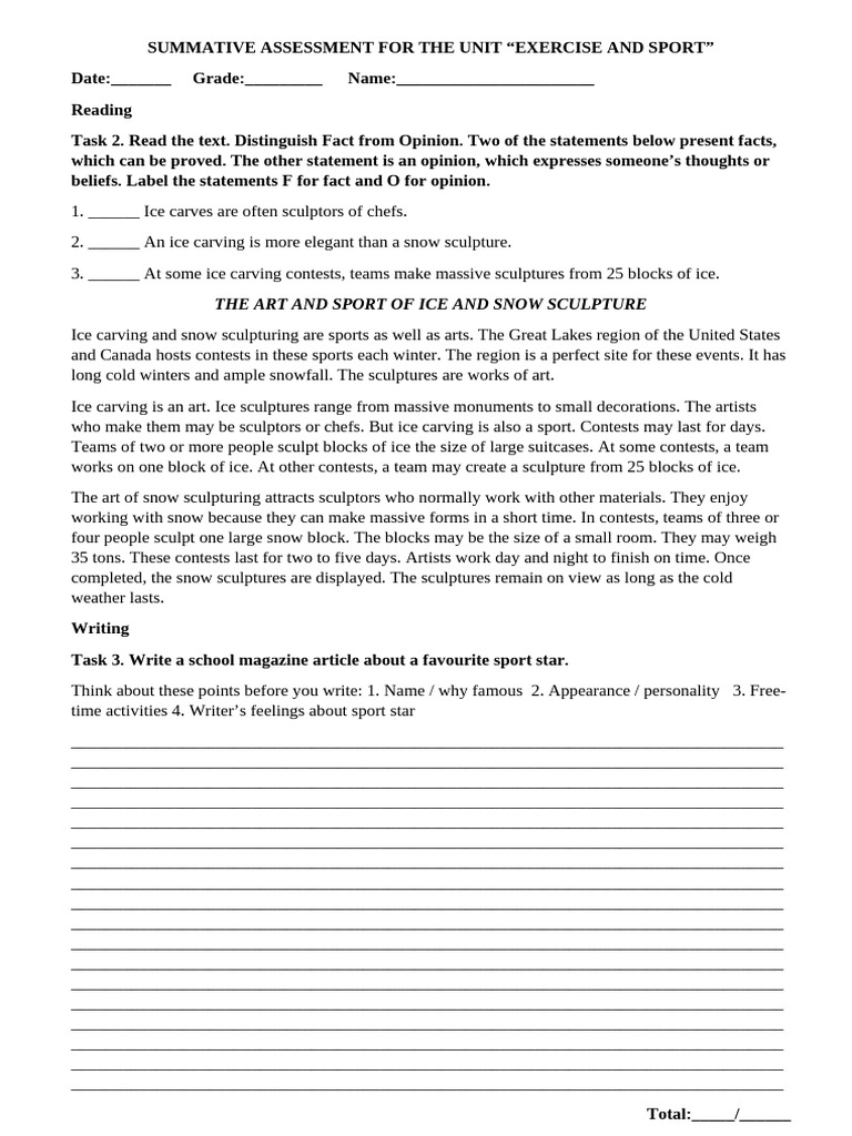 9 GR SOR 2 Exercise Aand Sports | PDF | Sculpture | Winter