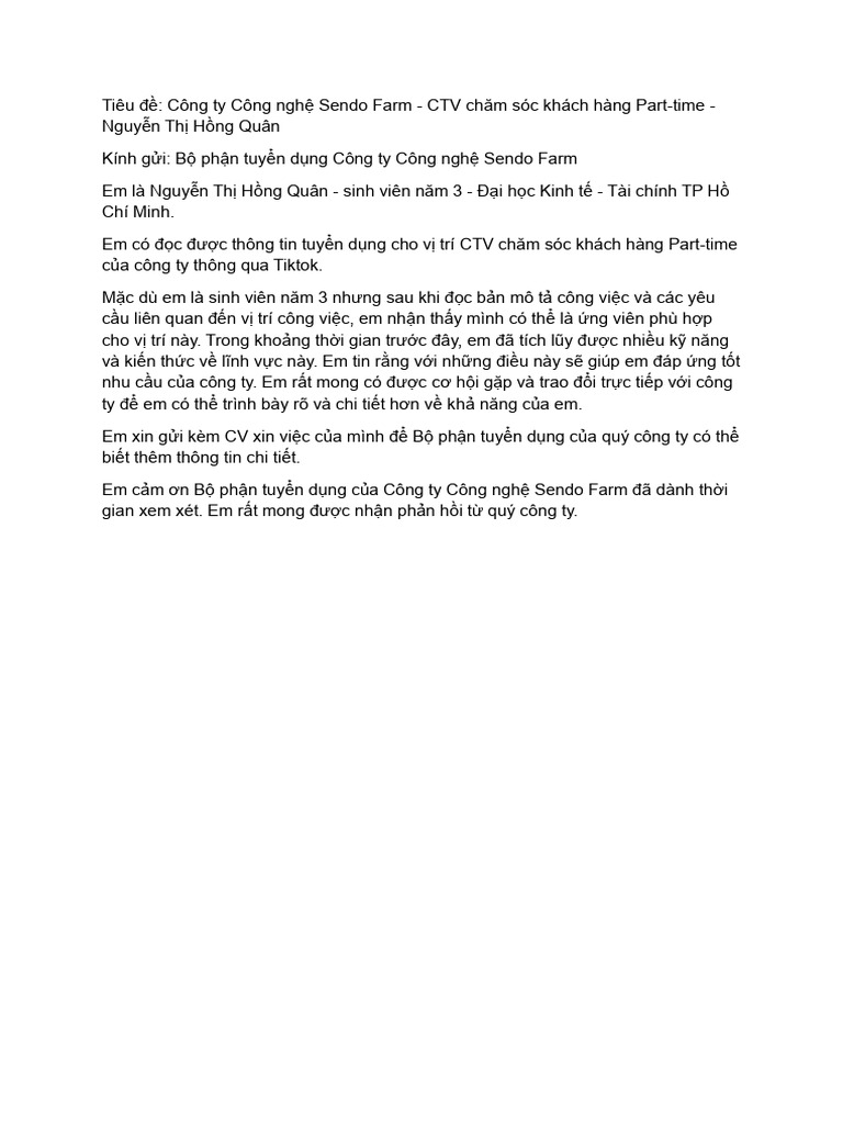 Cover Letter | PDF