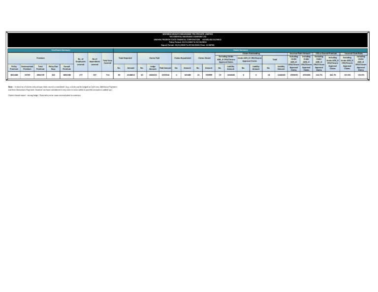 Claims Summary Report 2023-2024 | PDF | Insurance | Financial Risk