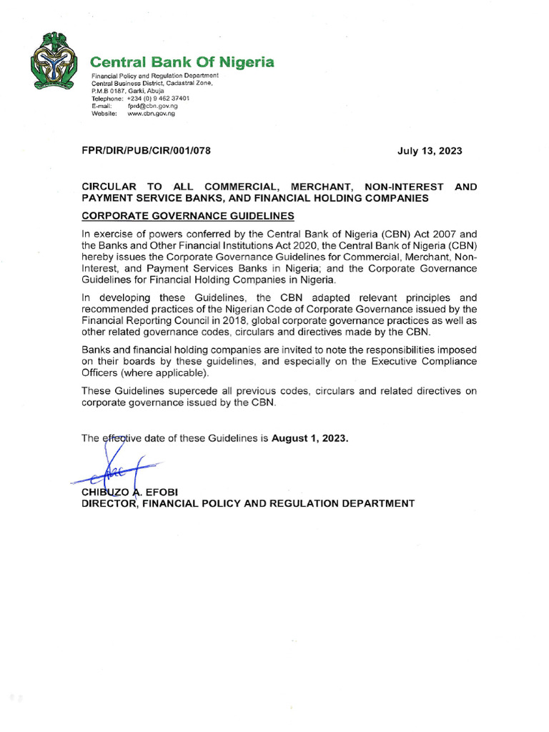 Nigeria Bank Corporate Governance Guide | PDF | Internal Audit ...