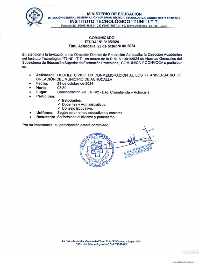 Desfile Achocalla | PDF