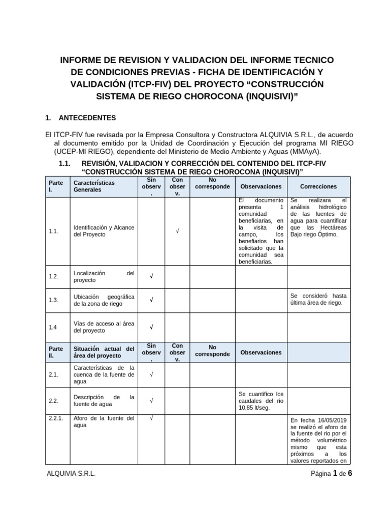 05 Diagnostivo y Revision ITCP - FIV | PDF | Riego | Agua