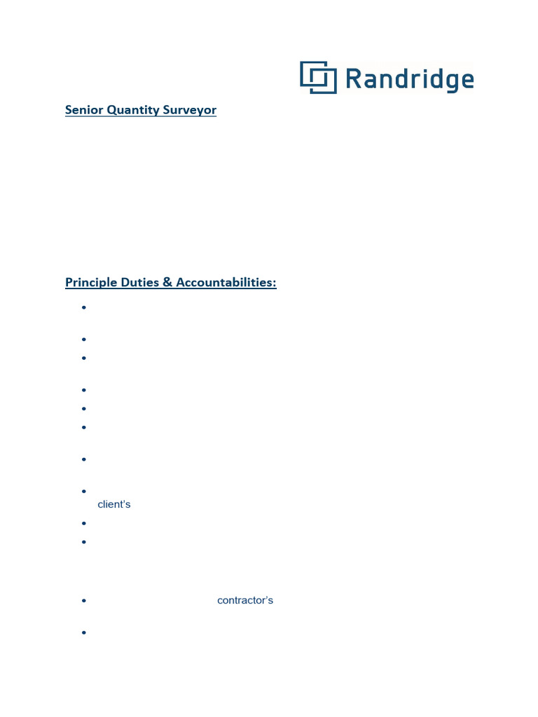 Senior Quantity Surveypr | PDF | Economies | Business