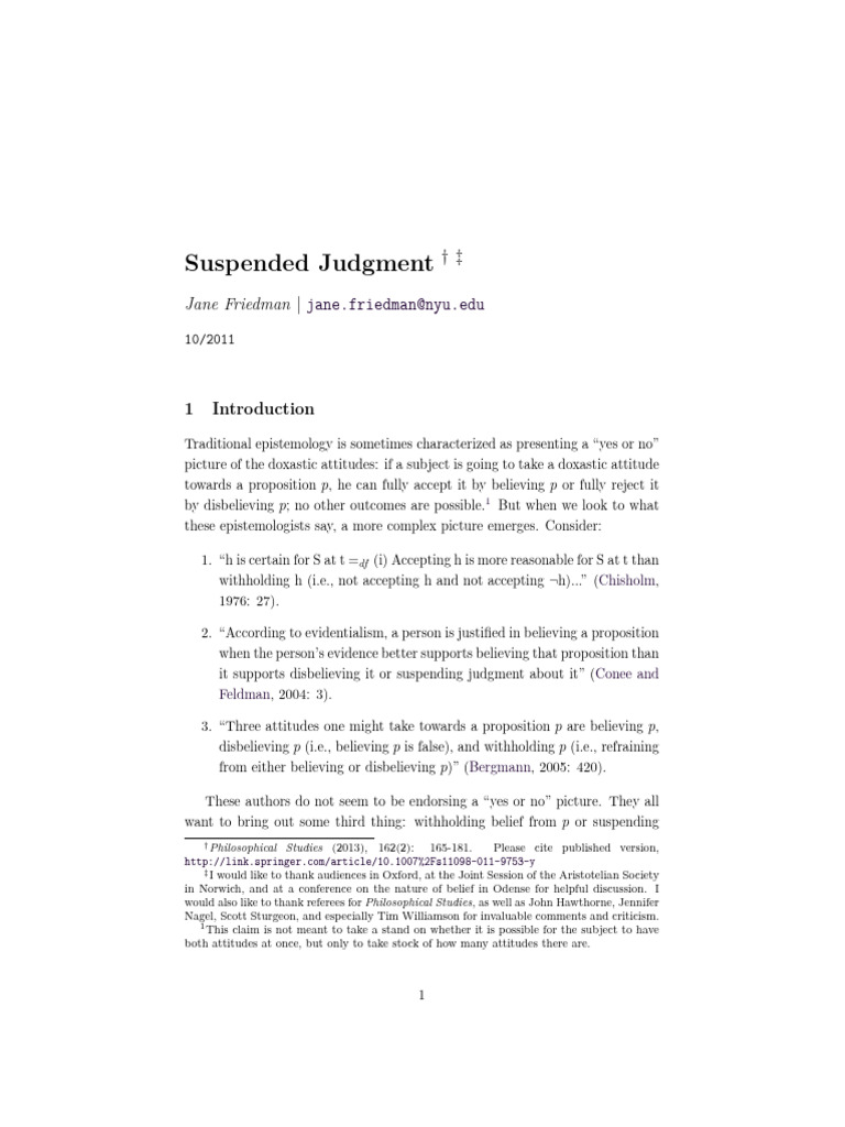 Friedman Suspension | PDF | Agnosticism | Epistemology