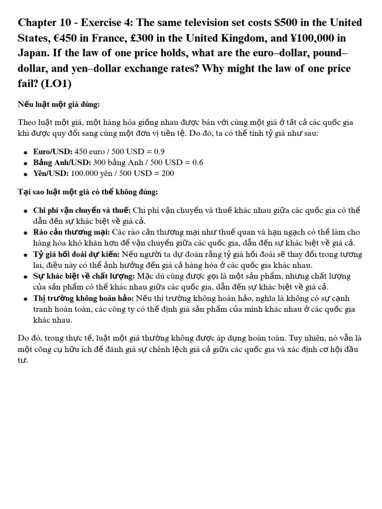 Ly Thuyet Tai Chinh - Chapter 10 - Exercise 4 | PDF