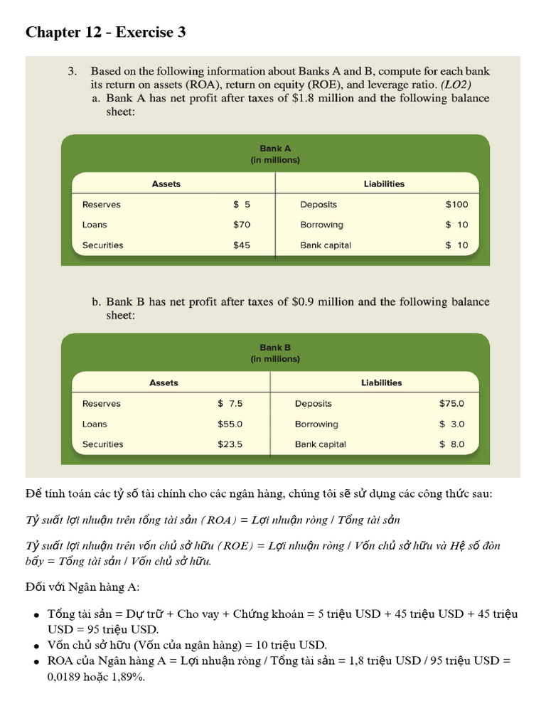 Ly thuyet tai chinh - Chapter 12 - Exercise 3 | PDF