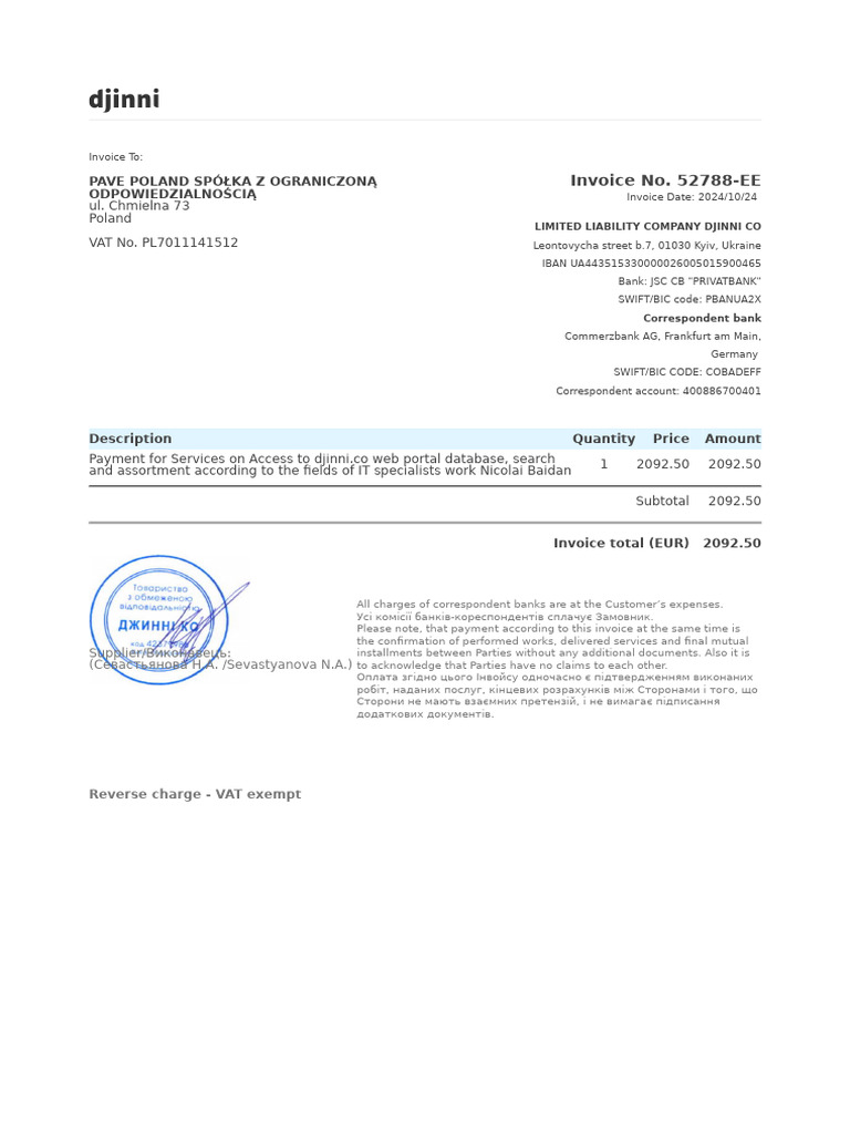 Invoice_52788-EE_SWIFT | PDF
